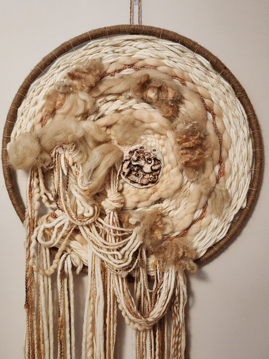 Wool Fiber Art Wall Hanging – Brassy Beehive